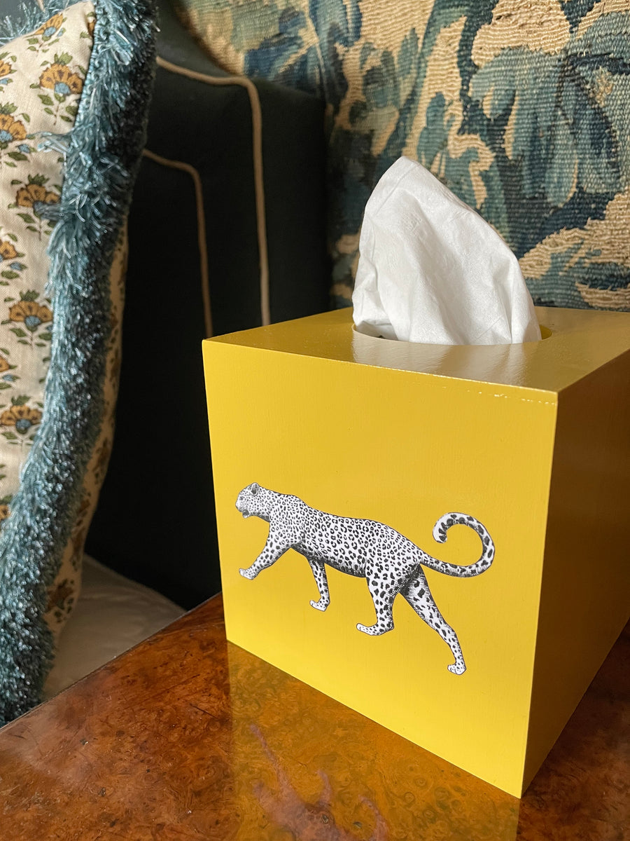 Mustard Yellow Leopard Tissue Box